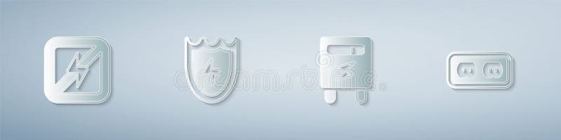 Set No Lightning, Lightning and Shield, Electric Meter and Electrical ...