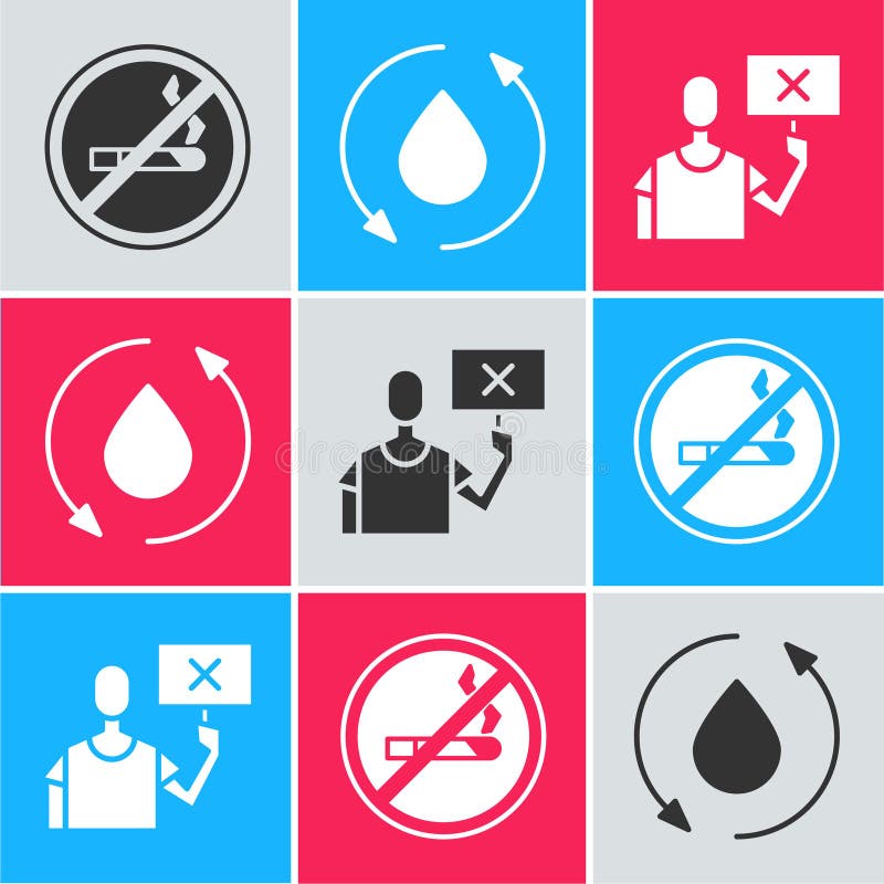 Set No Smoking, Oil Drop and Nature Saving Protest Icon. Vector Stock ...