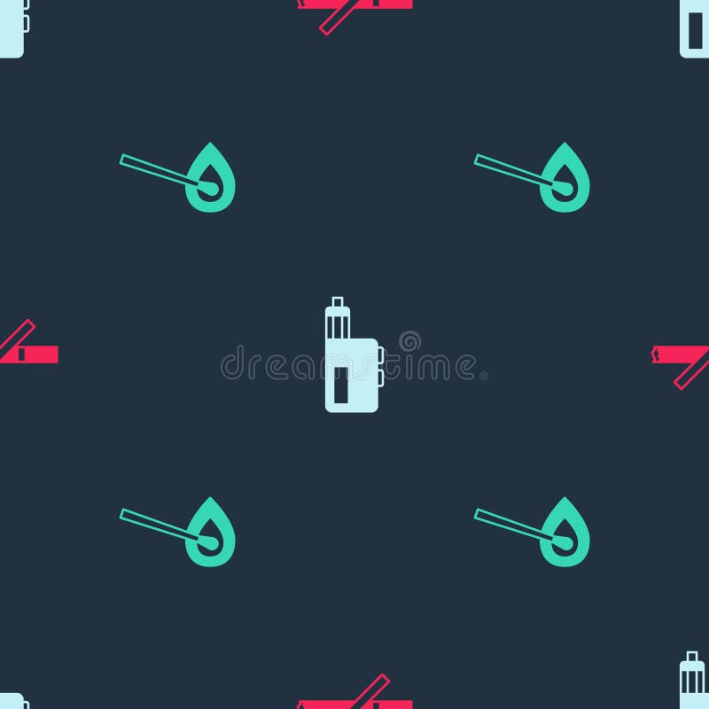 Set No Smoking, Vape Mod Device and Burning Match with Fire on Seamless ...