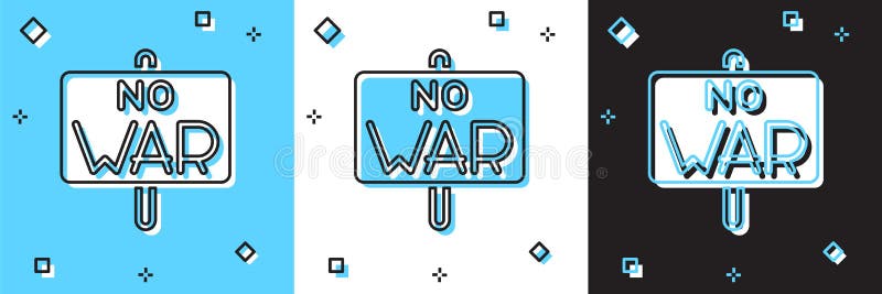 Set No War Icon Isolated on Blue and White, Black Background. the Peace ...