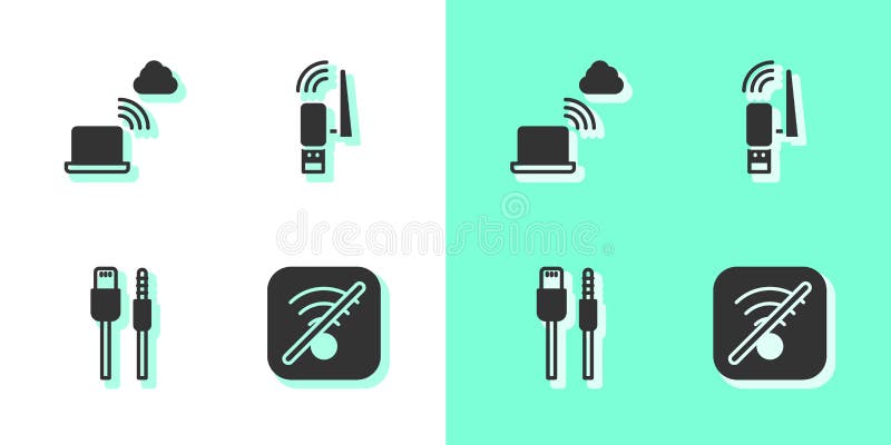 Set No Wi-Fi Wireless Internet, Network Cloud Connection, USB Cable ...