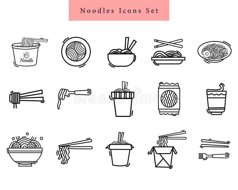 Set of Noodles Cup Instant Ramen Icon Set Stock Illustration ...