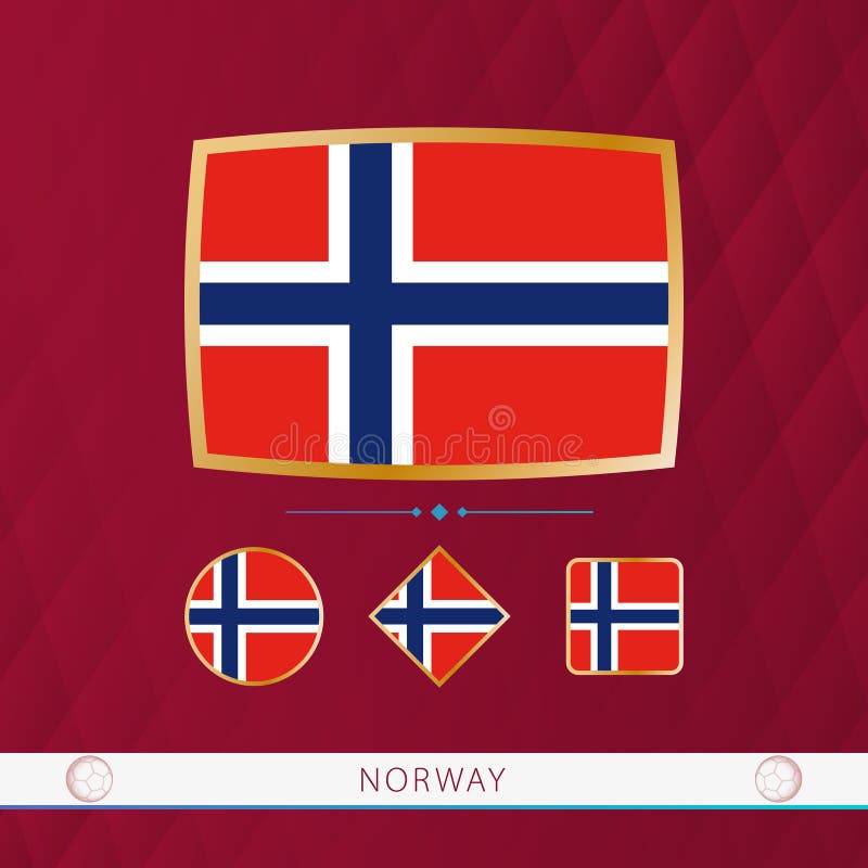 Set of Norway Flags with Gold Frame for Use at Sporting Events on a ...