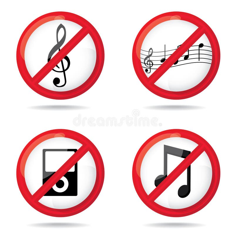 Set of not allowed music stock illustration. Illustration of musical ...