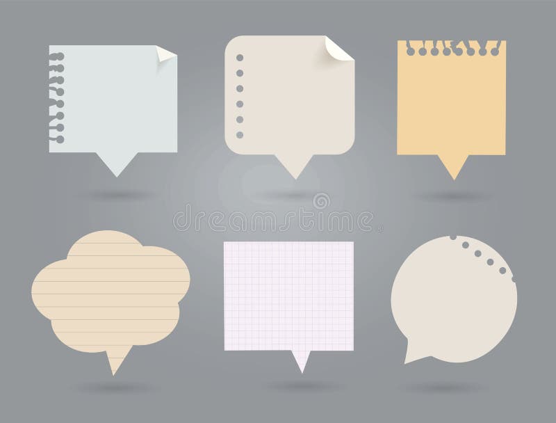 Set of Note Papers. Cloud`s Shape. - Illustration Stock Vector ...