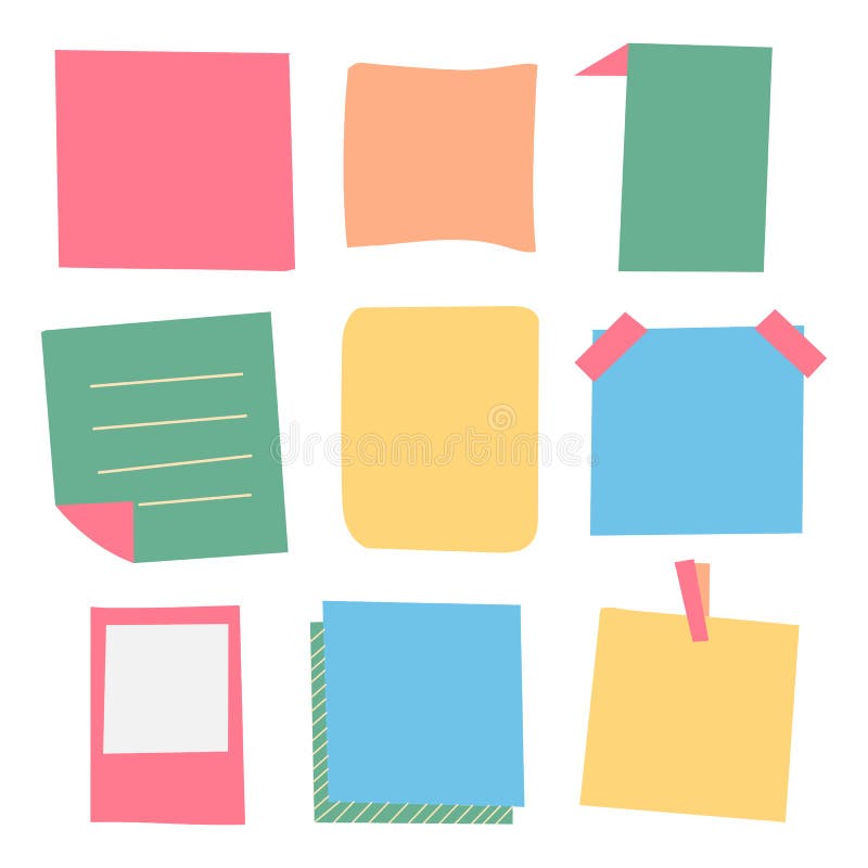 Set of Note Papers of Gentle Colors Stock Vector - Illustration of page ...