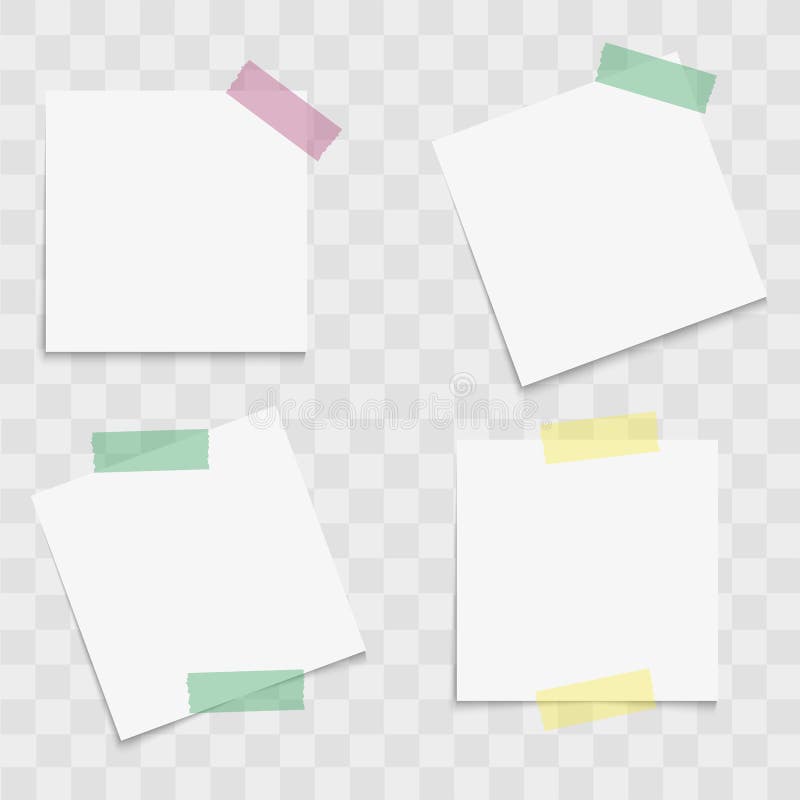 Set of Note Papers with Sticky Tapes. Vector. Stock Vector ...
