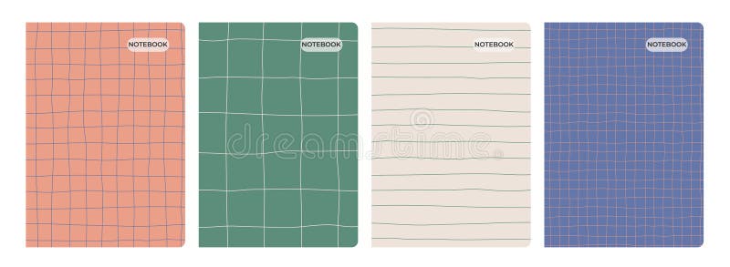 Set of Notebook Covers with Grid Lined Patterns, Checkered Lined School ...