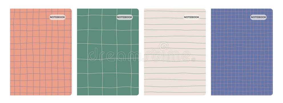 Set of Notebook Covers with Grid Lined Patterns, Checkered Lined School ...