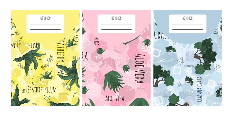 Set of 3 Notebook Covers in Vertical A4 Format. Covers with Patterns in ...