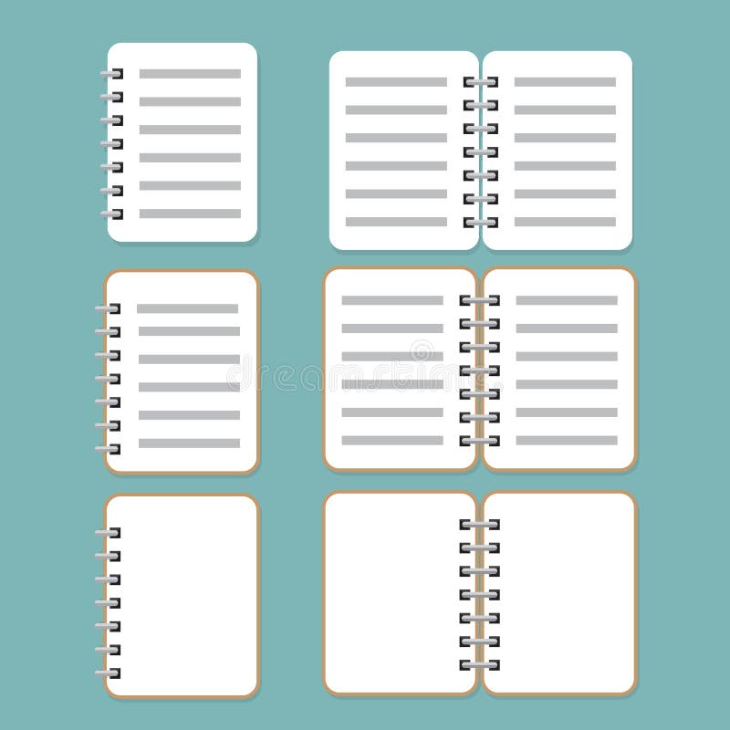 Set of Notebook Flat Design Stock Vector - Illustration of diary ...