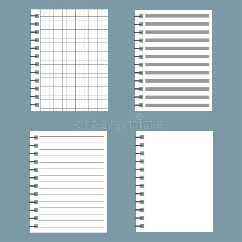 Set of Notebook Paper with Lines and Grid. the Open Notepad Stock ...