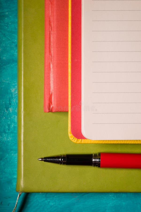 Set Notebook Cyan Background Top View Stock Photos - Free & Royalty ...