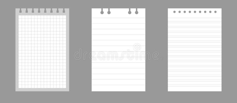 Set of Notebook Sheets Isolated on Gray Background. Realistic White ... Set of Notebook Sheets Isolated on Gray Background. Realistic White ...