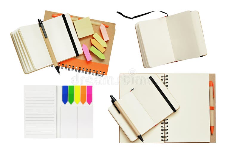 Set of Notebooks and Pens Isolated Stock Image - Image of memories ...