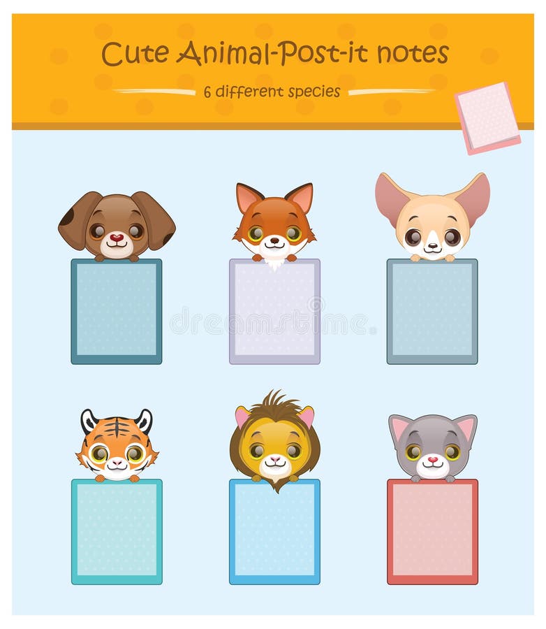 Set of Notepad Holders Featuring Cute Pets Stock Vector - Illustration ...