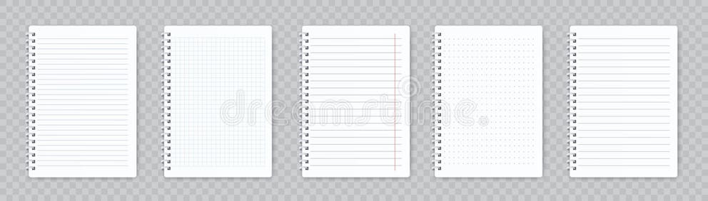 Set of Notepad Vector Layouts. Spiral Notebook or Organizer Sheets ...