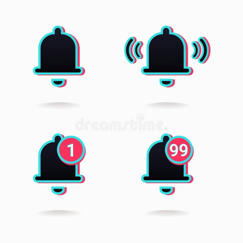 Set of Notification Bell Icon. Ringing Bell, Incoming Inbox Message ... Set of Notification Bell Icon. Ringing Bell, Incoming Inbox Message ...
