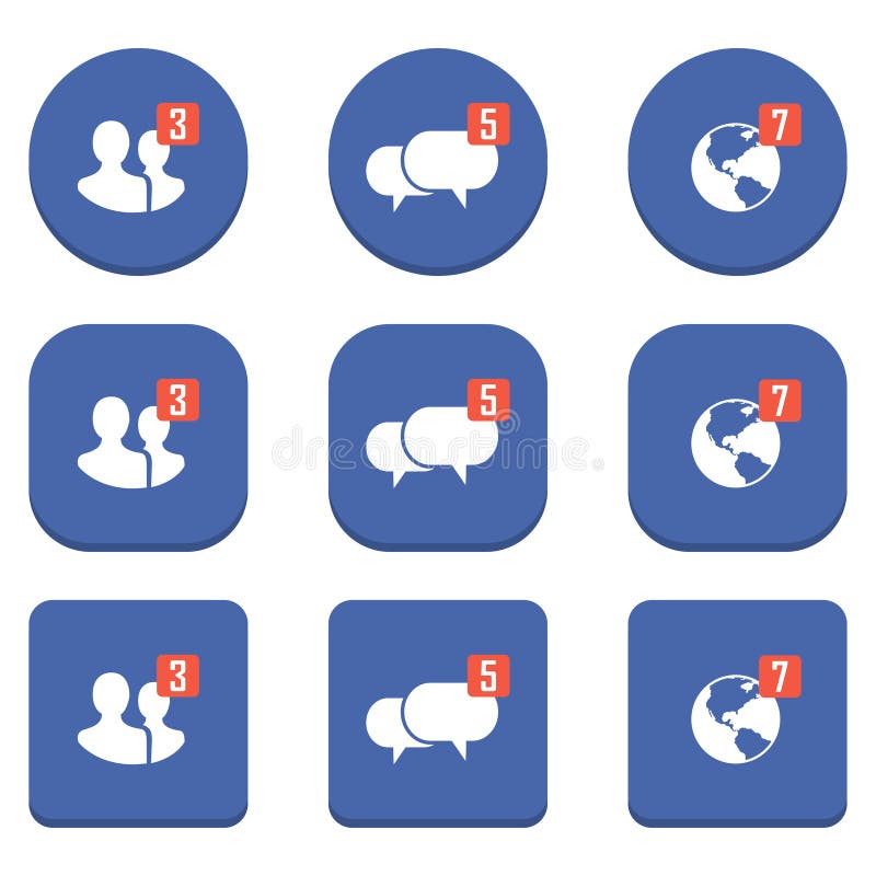 Set of Notification Icons on a Blue Background Stock Vector ...