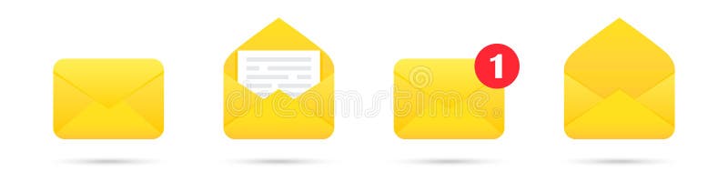 Set of Notification Mail Envelope Icons with Shadow Stock Vector ...