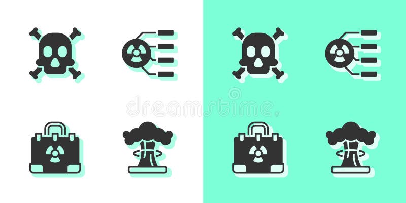 Set Nuclear Explosion, Bones and Skull Warning, Radiation Nuclear ...