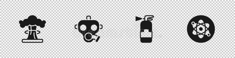 Set Nuclear Explosion, Gas Mask, Fire Extinguisher and Atom Icon ...