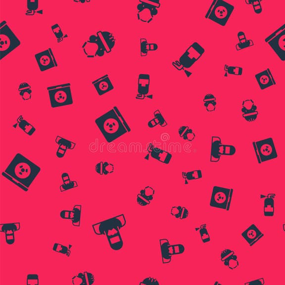 Set Nuclear Reactor Worker, , Laptop and Fire Extinguisher on Seamless ...