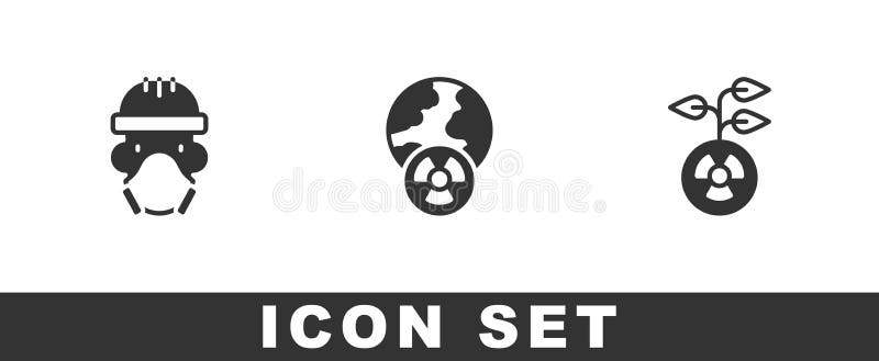 Set Nuclear Reactor Worker, Planet Earth and Radiation and Radioactive ...