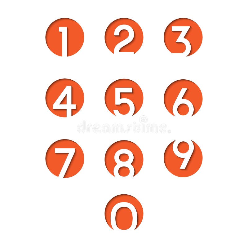 Set Orange Number Icon Cut in with Shadow Stock Vector - Illustration ...