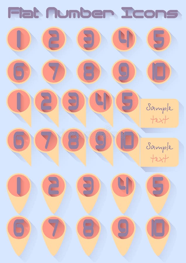 Set of Number Icons in Flat Style Stock Vector - Illustration of ...