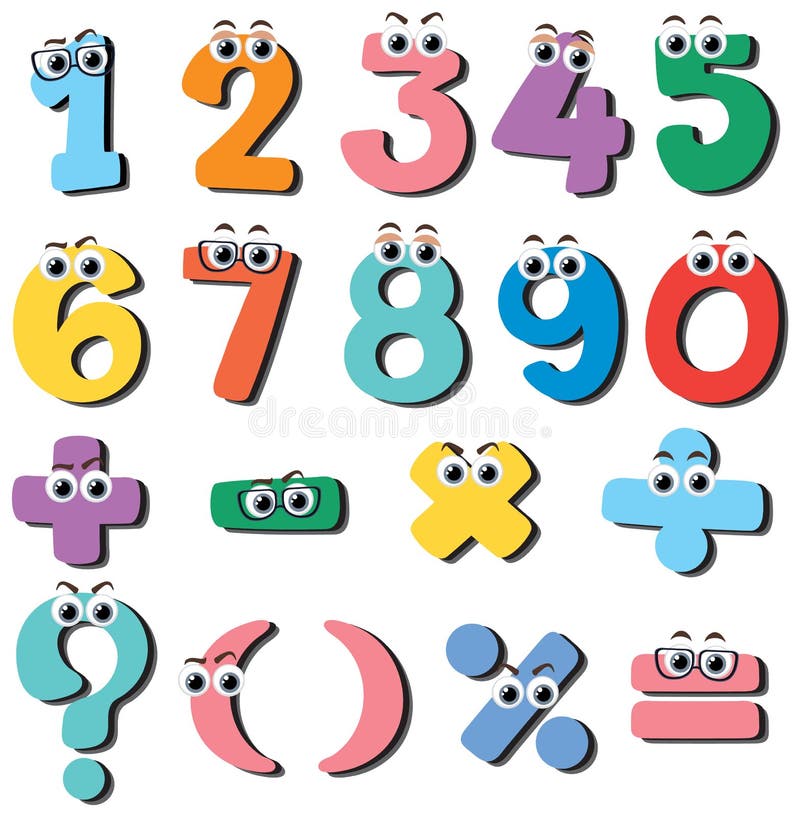 A Set of Number and Math Icon Stock Vector - Illustration of icon ...