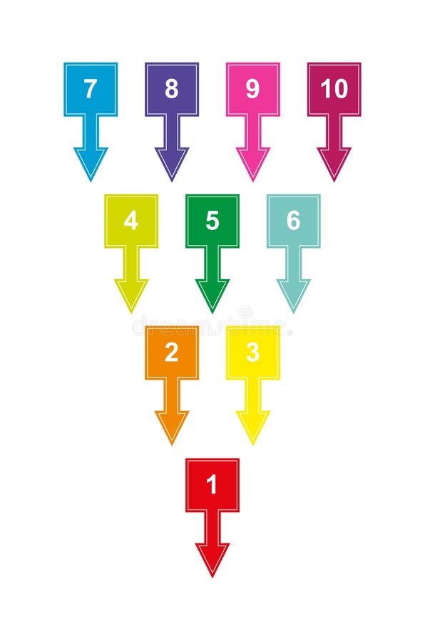 Numbers Arrows Colored Flat Vector Stock Illustrations – 14 Numbers ...
