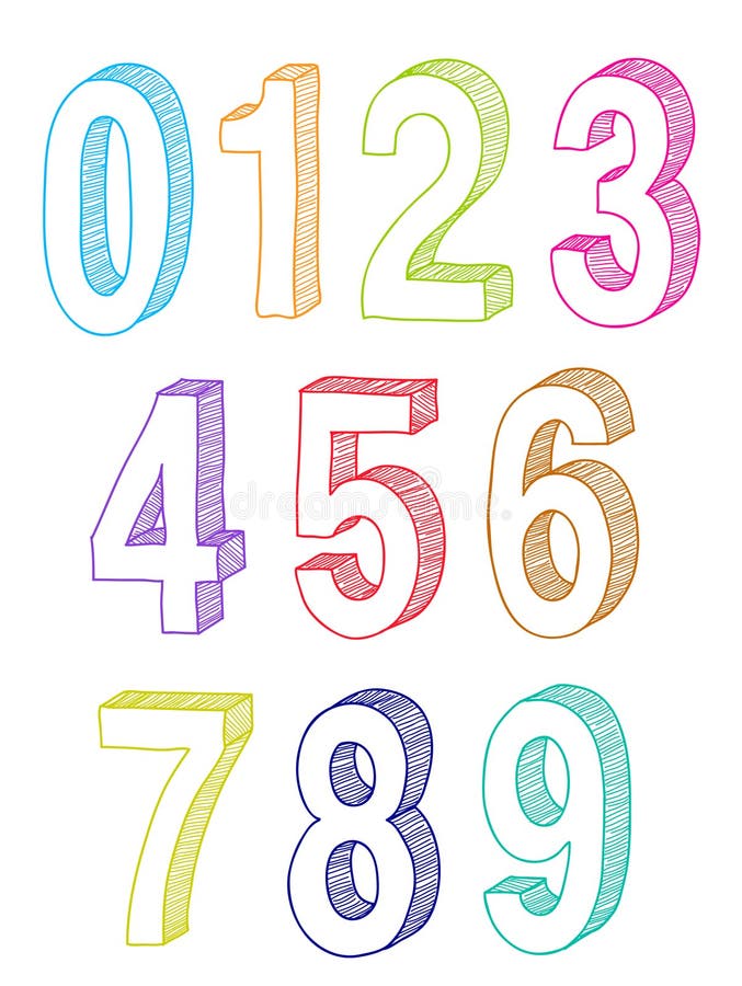 Set of Colorful Numbers stock vector. Illustration of resolving - 15242773