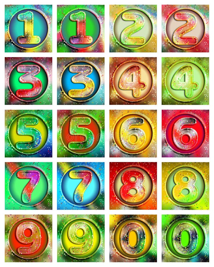 Set of Numbers on Abstract Patterns Stock Illustration - Illustration ...