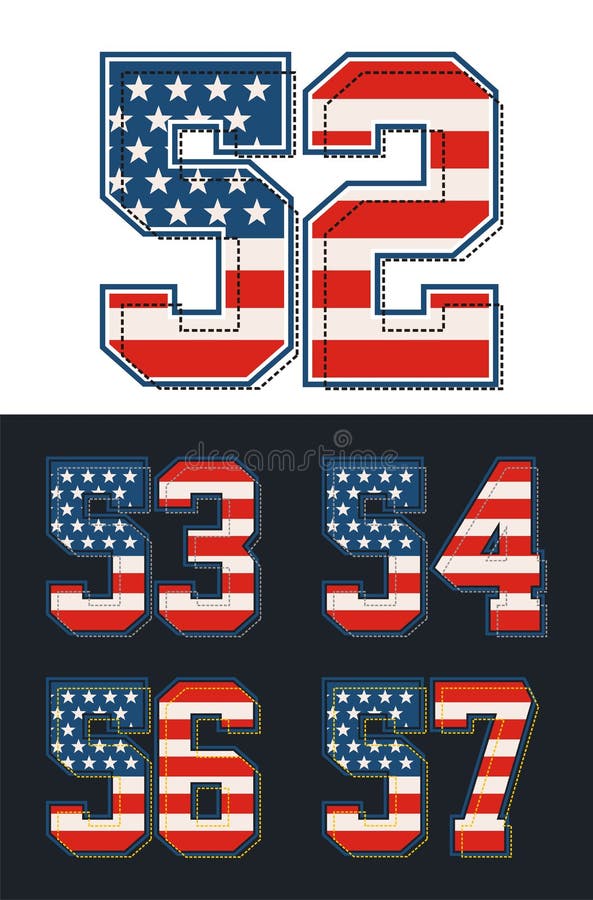 Set Numbers America Flag Textured. Vector Stock Vector - Illustration ...