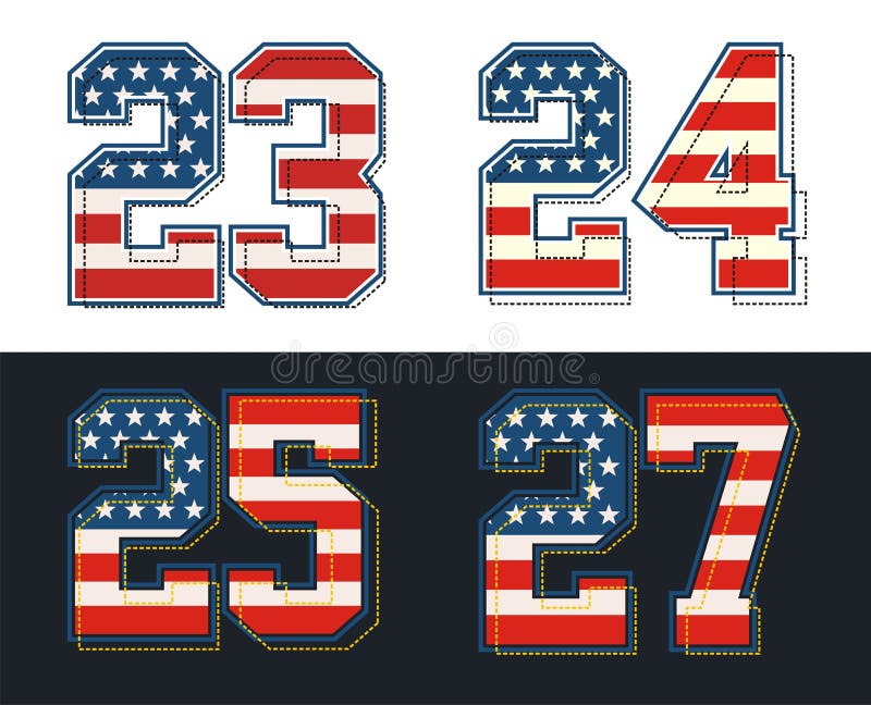 Set Numbers America Flag Textured. Vector Image Stock Vector ...