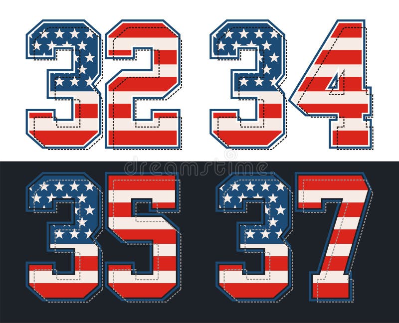Set Numbers America Flag Textured. Vector Image Stock Vector ...