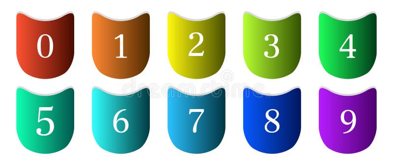 Set of Numbers in Arched Colorful Gradients Stock Vector - Illustration ...