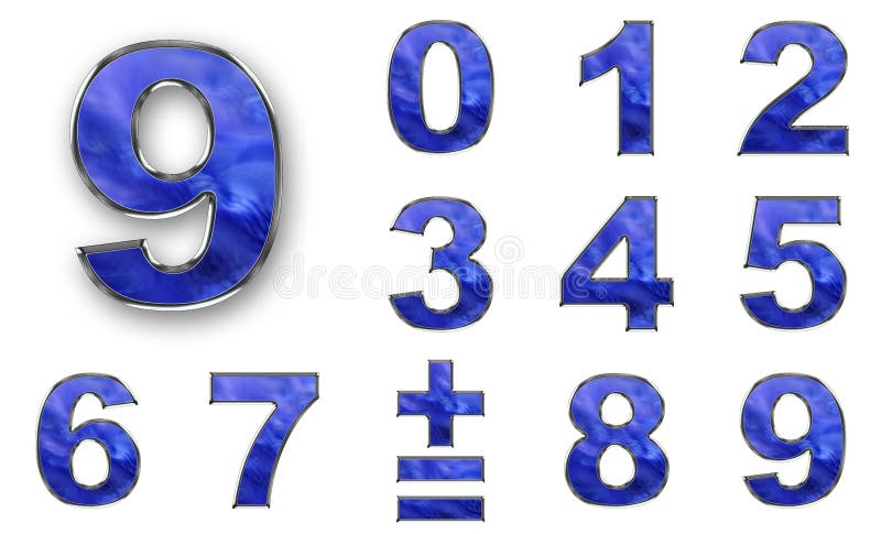 SET numbers, blue color stock illustration. Illustration of document ...