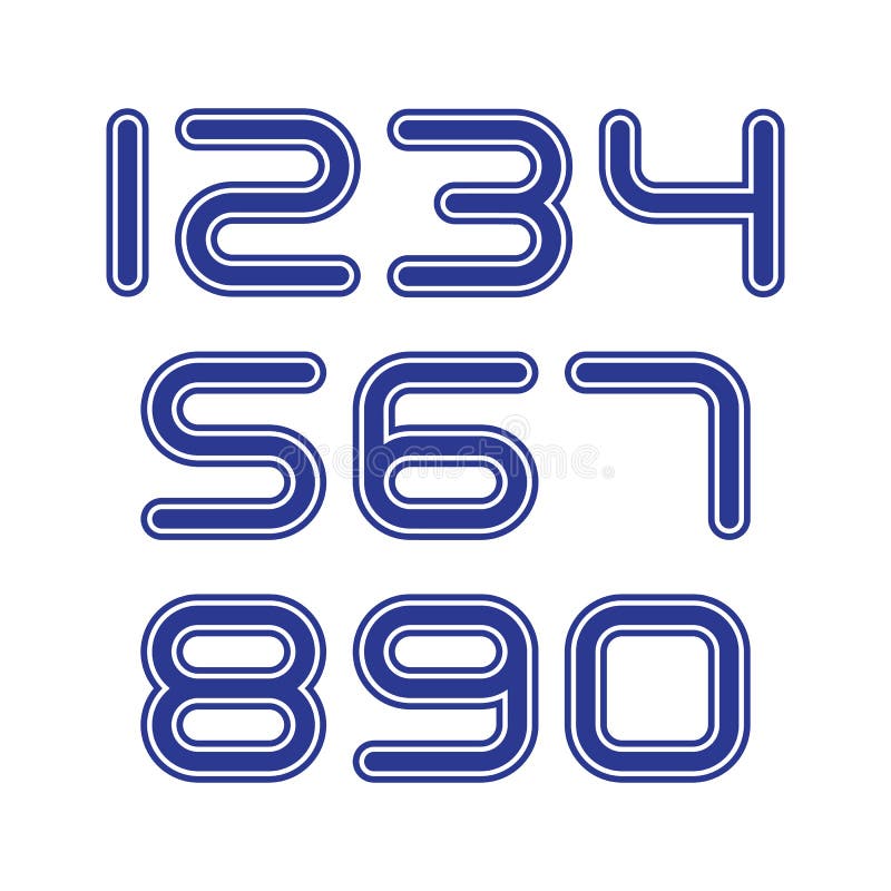 Set of Numbers with Blue and White Typography Design Elements Stock ...