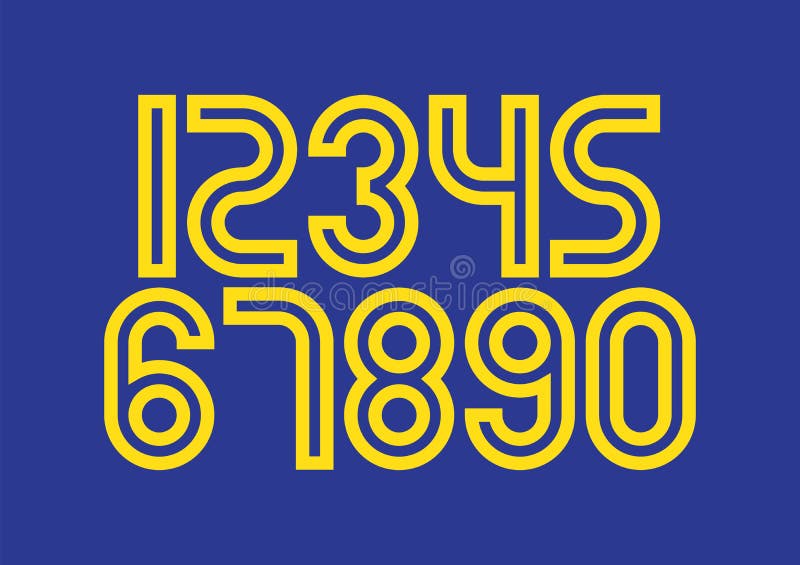 Set of Numbers with Blue and Yellow Typography Design Elements Stock ...