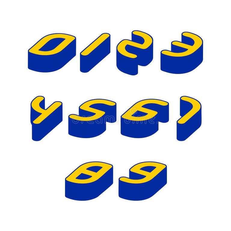 Set of Numbers with Blue and Yellow Typography Design Elements Stock ...