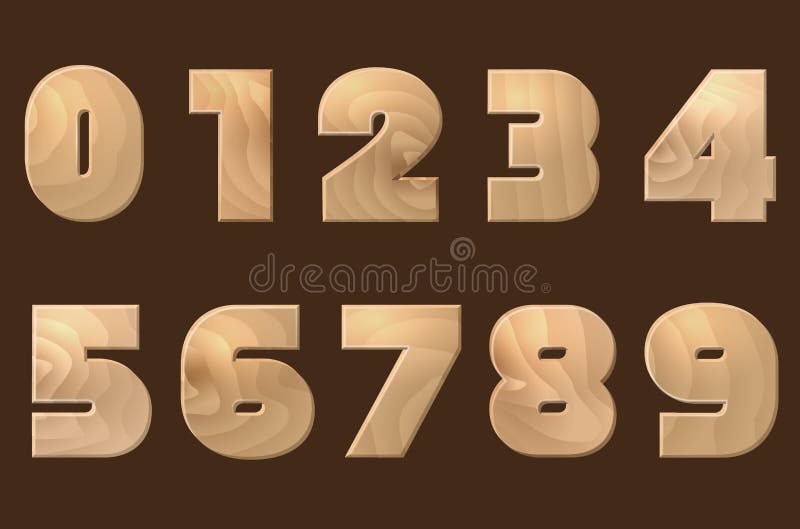 Set of Numbers with Bright Wood Texture Stock Vector - Illustration of ...