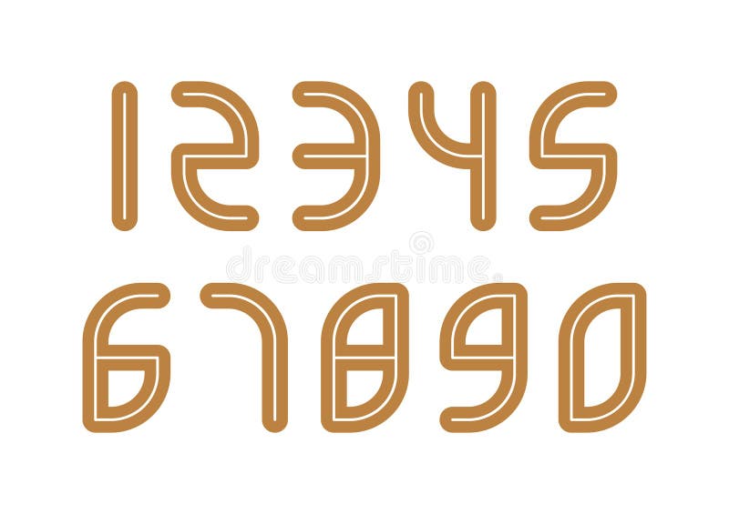 Set of Numbers with Brown Typography Design Elements Stock Illustration ...