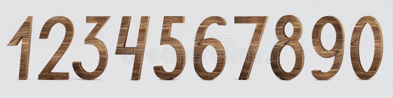 Set of Numbers in a Wooden Style - 3D Illustration Stock Illustration ...
