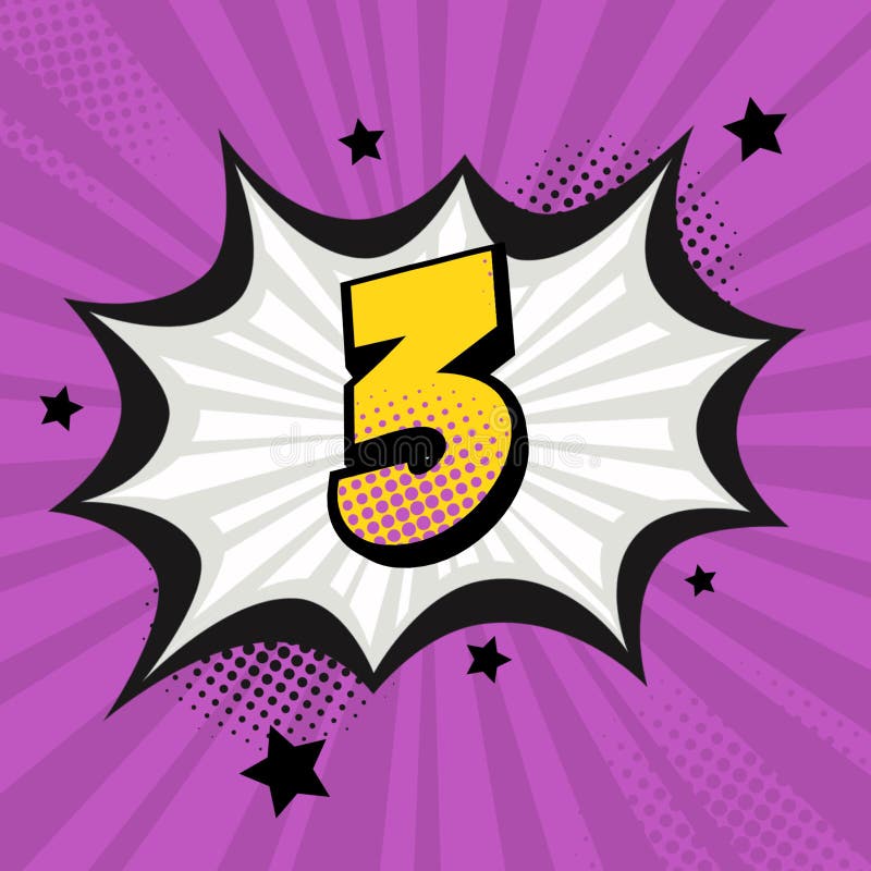 Set of Numbers in Cartoon Style, Graphic Design, Illustration, Three ...