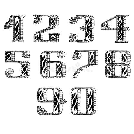 A Set of Numbers in the Celtic Style Stock Vector - Illustration of ...