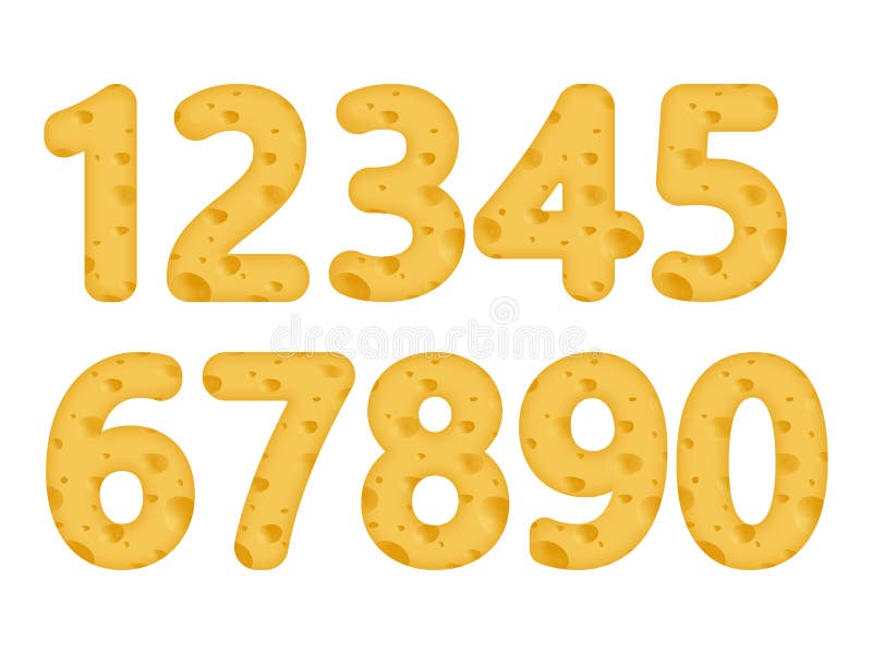 Cheese decorative numbers stock vector. Illustration of element - 28250823