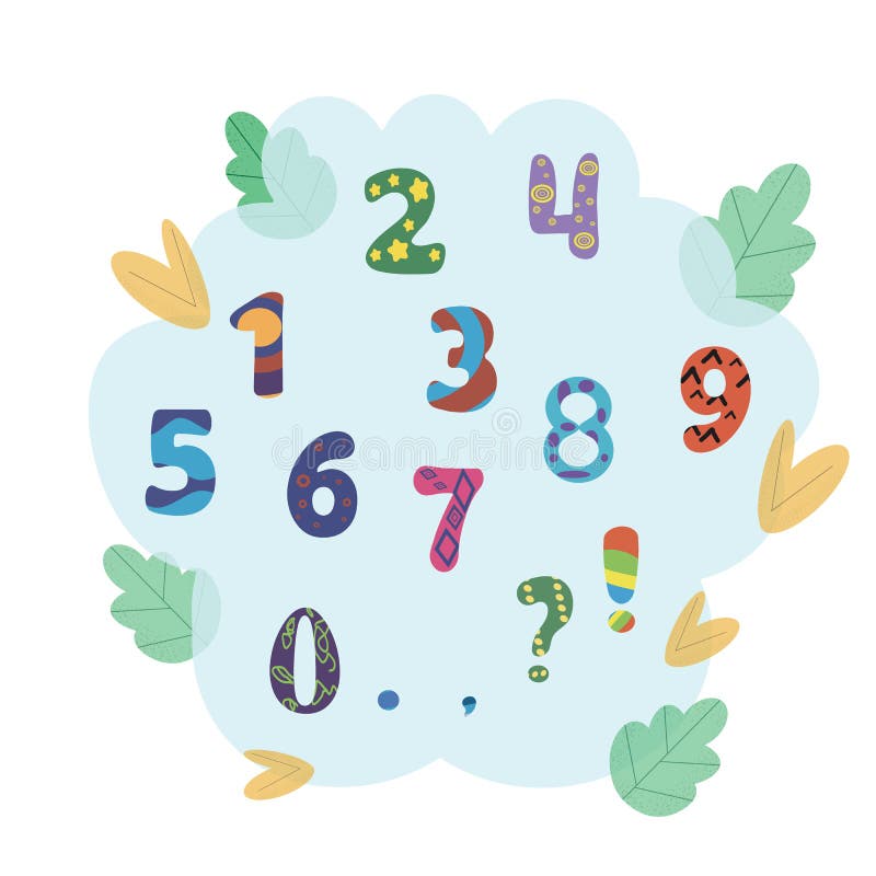 Set of numbers stock illustration. Illustration of study - 124565294