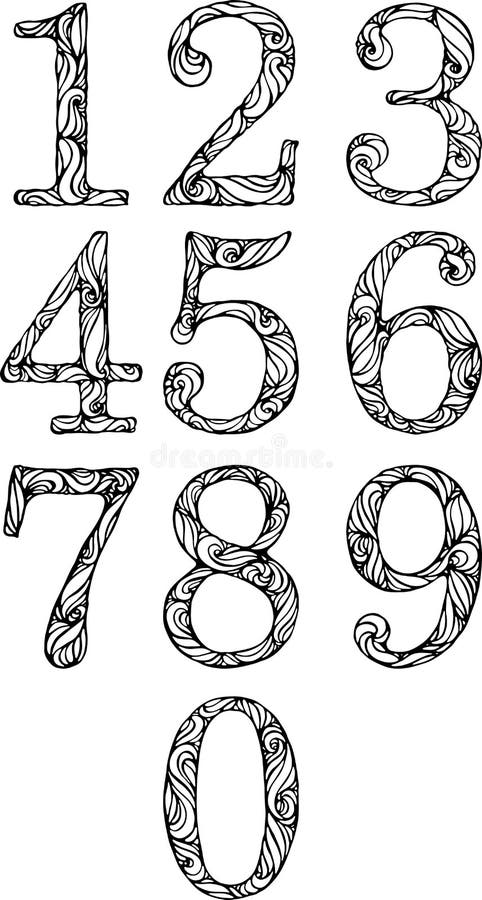 Set of Numbers in Classic Font Stock Vector - Illustration of numbers ...